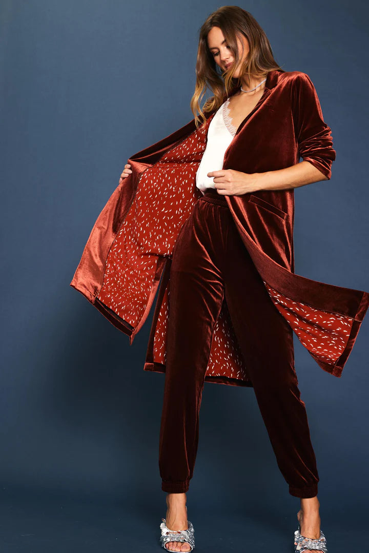 Skies are Blue ~ Plush Velvet Duster Coat - AMBER RUST! – Boutique de ...