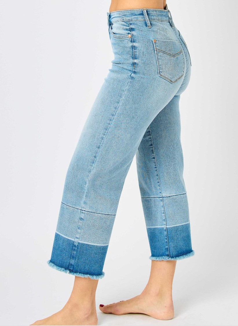 Judy Blue High Waist Release Hem Wide Leg Cropped Jeans ~ Style 88705 ...