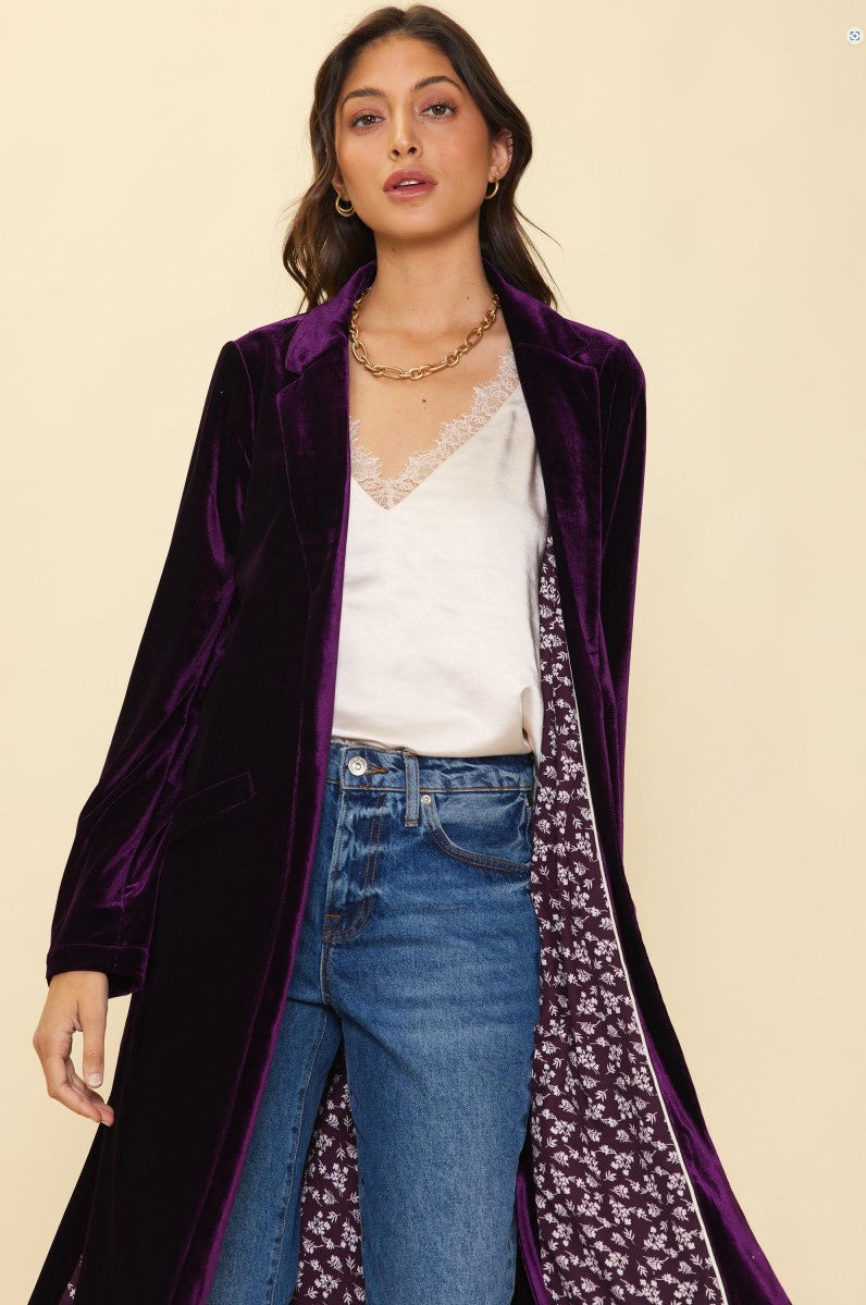 Skies are Blue ~ Plush Velvet Duster Coat - DARK PLUM! – Boutique de ...