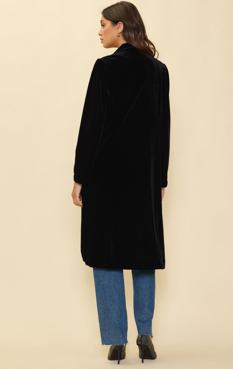 Skies are Blue ~ Plush Velvet Duster Coat - BLACK! – Boutique de Lanie ...
