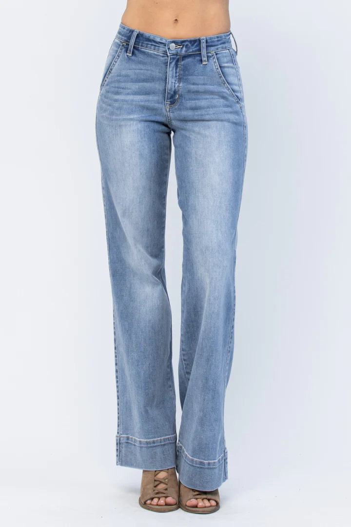 JUDY BLUE - Medium Wash Wide Leg Denim Trouser ~ Style 82401REG ~ Avai ...