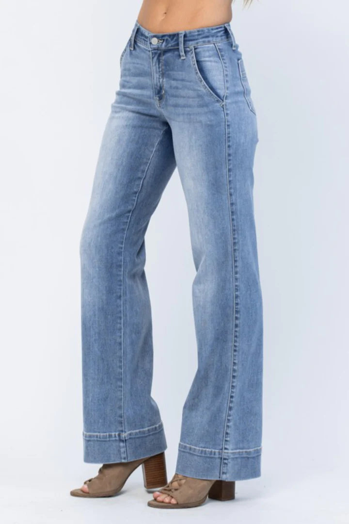 JUDY BLUE - Medium Wash Wide Leg Denim Trouser ~ Style 82401REG ~ Avai ...