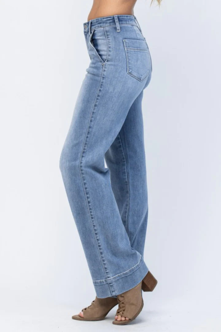 JUDY BLUE - Medium Wash Wide Leg Denim Trouser ~ Style 82401REG ~ Avai ...
